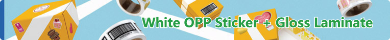 White OPP sticker + Gloss Laminate